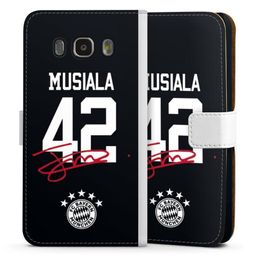 DeinDesign Handyhülle Jamal Musiala FC Bayern München Fanartikel Musiala 42, Samsung Galaxy J5 Duos (2016) Hülle Handy Flip Case Wallet Cover, weiß