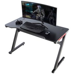 CLP Gaming-Tisch Lewiston I Schreibtisch Mit LED-Beleuchtung I Carbon-Optik