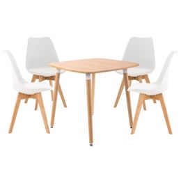 CLP Sitzgruppe Liborg I 4X Stuhl Linares + 1X Tisch Viborg I Moderne Essgruppe