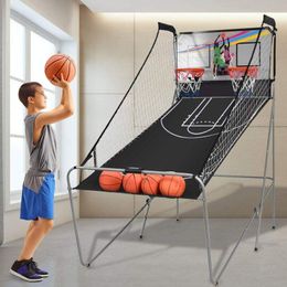 Basketball-Schiessmaschine, Basketballstaender inkl. 4 Basketbaelle und Pumpe, Basketballkorb klappbar,Basketballstaender mit Punktezaehler, 8