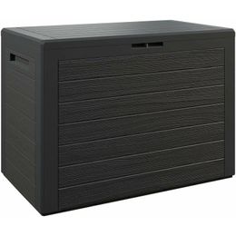 Casaria Deuba Auflagenbox 190 l Holz-Optik Wasserabweisend Deckel Abschließbar Garten Balkonbox Gartenbox Truhe anthrazit