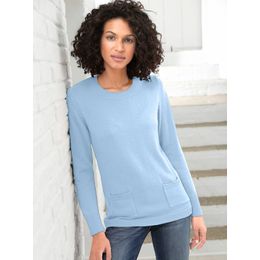 Rundhalspullover Casual Looks "Pullover" Gr. 52, blau (eisblau) Damen Pullover Rundhalspullover