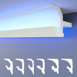 Heximo - led Stuckleisten 2in1, indirekte Beleuchtung Deckenleisten xps Styropor: 20.4 Meter / 12 Leisten, HLED-21 - 86x123 mm