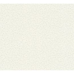 Natur Tapete Profhome 372651 Vliestapete leicht strukturiert mit floralen Ornamenten matt weiß silber 5,33 m2 - weiß