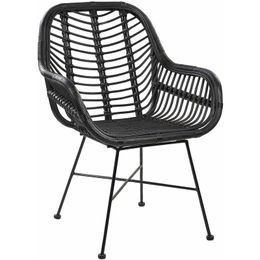 Beliani Rattanstuhl Schwarz Rattan/Metall Perfekt für Garten Modern - Schwarz