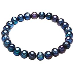 Valero Pearls Perlenarmband pfauenblau, aus Süßwasser-Zuchtperlen