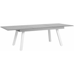 Beliani Gartentisch Grau / Weiß Aluminium 175/255x100 cm Ausziehbar Modernes Design - Weiß