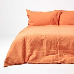 Homescapes - Leinen Bettwäsche Set Burnt Orange, 150 x 200 cm - Burnt Orange