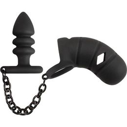 Black Velvets Peniskäfig „Cock cage with butt plug“ mit Analplug