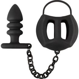 Black Velvets Hodenkäfig „Ball cage with butt plug“ mit Analplug