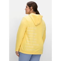 sheego Große Größen: Kapuzensweatshirt mit Statementdruck, gelb, Gr.56/58