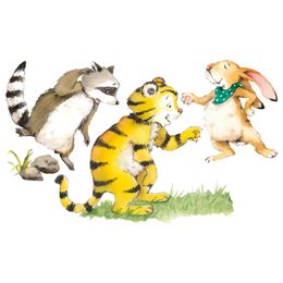 Bilderwelten Wandtattoo Wald Illustration selbstklebend Wandaufkleber - Kleiner Tiger - Freunde Set - B&auml;ume Kinderzimmer Baby M&auml;dchen Jungen