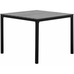 Beliani - Gartentisch Grau und Schwarz Aluminium Kunstholz Quadratisch 95 x 95 cm für 4 Personen Modern Balkon Terrasse Outdoor Garten Ausstattung