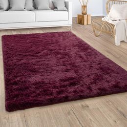 Paco Home Hochflor-Teppich »Silky 591« rechteckig 37 mm Höhe Uni-Farben, besonders weich und kuschelig lila Obermaterial: 100% Polyester B : 140 cm...