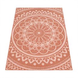 Paco Home Teppich »Brescia 471« rechteckig 4 mm Höhe Flachgewebe, modernes orientalisches Design, In- und Outdoor geeignet apricot Obermaterial:...