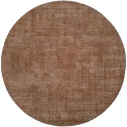 Paco Home Teppich &raquo;Randers 578&laquo; rund 14 mm H&ouml;he Kurzflor, Handweb Teppich, Uni Farben, handgewebt beige Polyester