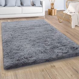 Paco Home Hochflor-Teppich »Silky 591« rechteckig 37 mm Höhe Uni-Farben, besonders weich und kuschelig grau Obermaterial: 100% Polyester B : 160 cm...