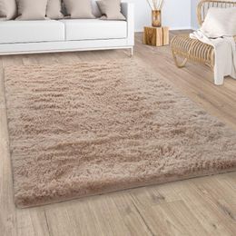 Paco Home Hochflor-Teppich »Silky 591« rechteckig 37 mm Höhe Uni-Farben, besonders weich und kuschelig beige Obermaterial: 100% Polyester B : 160...
