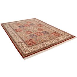 Theko Orientteppich &raquo;Baktyari N&laquo; rechteckig 12 mm H&ouml;he handgekn&uuml;pft, Material: 80% Wolle, 20% Seide, mit Fransen rot/creme Obermaterial: 80%...