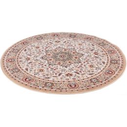 Theko Wollteppich &raquo;Dolna - 859&laquo; rund 10 mm H&ouml;he Kurzflor, reine Wolle, Orient-Optik beige Schurwolle