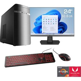 CSL Sprint V28988 Gaming-PC-Komplettsystem (24", AMD Ryzen 3 3200G, AMD Radeon Vega 8, 8 GB RAM, 500 GB SSD), grau