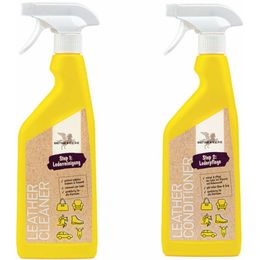 B & E Lederpflege 2 x 500 ml - Leather Cleaner + Conditioner, Step 1 + 2 - B&e