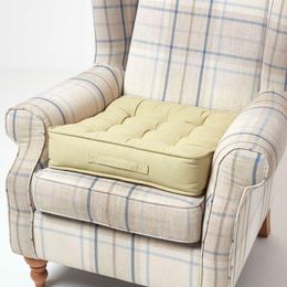 Homescapes - Komfortables Sesselkissen mit Baumwollbezug - Sitzkissen hellgrün, 50 x 50 cm - Hellgrün