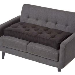 Sofa-Auflage 100 x 48 cm mit Veloursbezug - dickes Sitzkissen schwarz - Homescapes