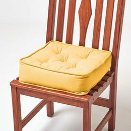 Homescapes - Sitzkissen senfgelb - Sitzerhöhung/Stuhlkissen 40 x 40 cm mit Baumwollbezug - Senfgelb