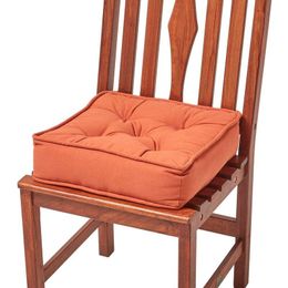 Homescapes - Sitzkissen terracotta - Sitzerhöhung/Stuhlkissen 40 x 40 cm mit Baumwollbezug - Terracotta