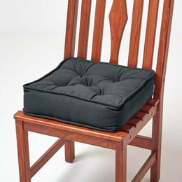 Homescapes - Sitzkissen dunkelgrau - Sitzerhöhung/Stuhlkissen 40 x 40 cm mit Baumwollbezug - Dunkelgrau