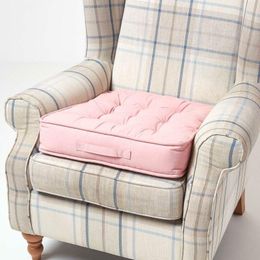 Homescapes - Dickes Sitzkissen 50 x 50 cm rosa - bequemes Sesselkissen mit Baumwollbezug - Rosa