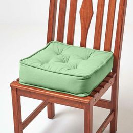 Homescapes - Sitzkissen grün - Sitzerhöhung/Stuhlkissen 40 x 40 cm mit Baumwollbezug - Grün