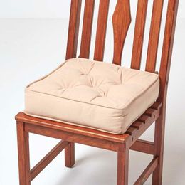 Homescapes - Sitzkissen beige - Sitzerhöhung/Stuhlkissen 40 x 40 cm mit Baumwollbezug - Beige
