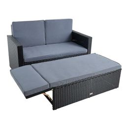 EstexoH&G Gartenmöbel Polyrattan Sitzgruppe Lounge Sofa Gartensofa Essgruppe Set Schwarz