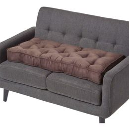 Homescapes - Sofa-Auflage 100 x 48 cm mit Veloursbezug - dickes Sitzkissen braun - Braun