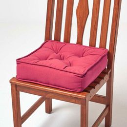 Homescapes - Sitzkissen rot - Sitzerhöhung/Stuhlkissen 40 x 40 cm mit Baumwollbezug - Rot