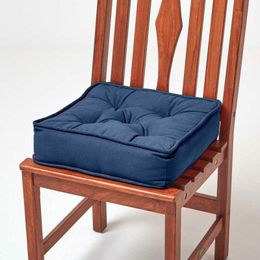 Homescapes Sitzkissen dunkelblau - Sitzerhöhung/Stuhlkissen 40 x 40 cm mit Baumwollbezug - Dunkelblau