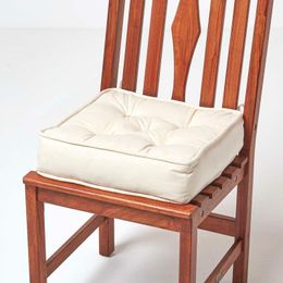 Homescapes - Sitzkissen cremeweiß - Sitzerhöhung/Stuhlkissen 40 x 40 cm mit Baumwollbezug - Creme