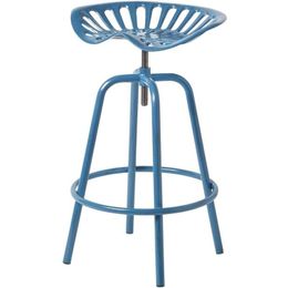 Homescapes - Vintage Barhocker Traktorsitz höhenverstellbar, 74cm - blau