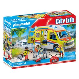 Playmobil 71202 Rettungswagen mit Licht und Sound Spielset, Mehrfarbig