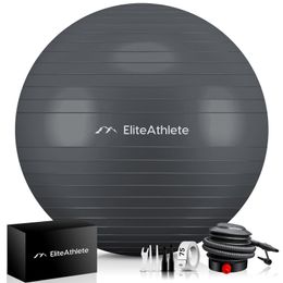 EliteAthlete® Gymnastikball Sitzball Büro ergonomisch mit Anti Burst System - Fitness Yoga Pilates Schwangerschaft - Schwangerschaftsball Fitnessball Yogaball - Yoga Ball inkl. Luftpumpe - Grey 75cm