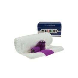 meDDio Pferdebandage Bandagierwatte + Verbandwatte 40cm + 12 Haftbandagen 10cm purple