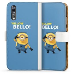 DeinDesign Handyhülle Stuart Minions Ich – Einfach unverbesserlich Yellow Bello, Huawei P20 Hülle Handy Flip Case Wallet Cover Handytasche Leder, weiß