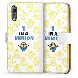 DeinDesign Handyhülle Minions Ich – Einfach unverbesserlich Bob 1 in a Minion, Huawei P20 Hülle Handy Flip Case Wallet Cover Handytasche Leder, weiß