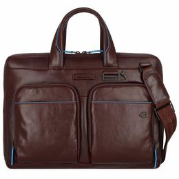 Piquadro Blue Square Aktentasche RFID Schutz Leder 37 cm Laptopfach mahogany