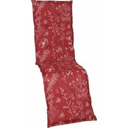 GO-DE - Relax-Auflage 50 cm x 170 cm x 6 cm, rot, Blumen/Stengel rot Sitzpolster