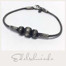 Edelschmiede925 Armband rustikales Armband 925/- Sterling Silber geschwärzt 21 cm