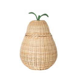 ferm LIVING - Birnenförmiger Aufbewahrungskorb H 59 cm, natur / grün