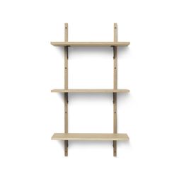 ferm LIVING - Sector Wandregal triple, 54 cm, Eiche / Messing schwarz